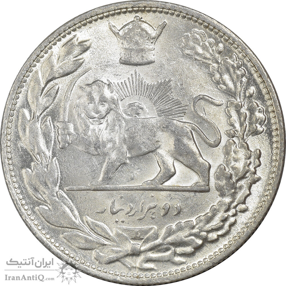 سکه 2000 دینار 1306L تصویری - MS62 - رضا شاه